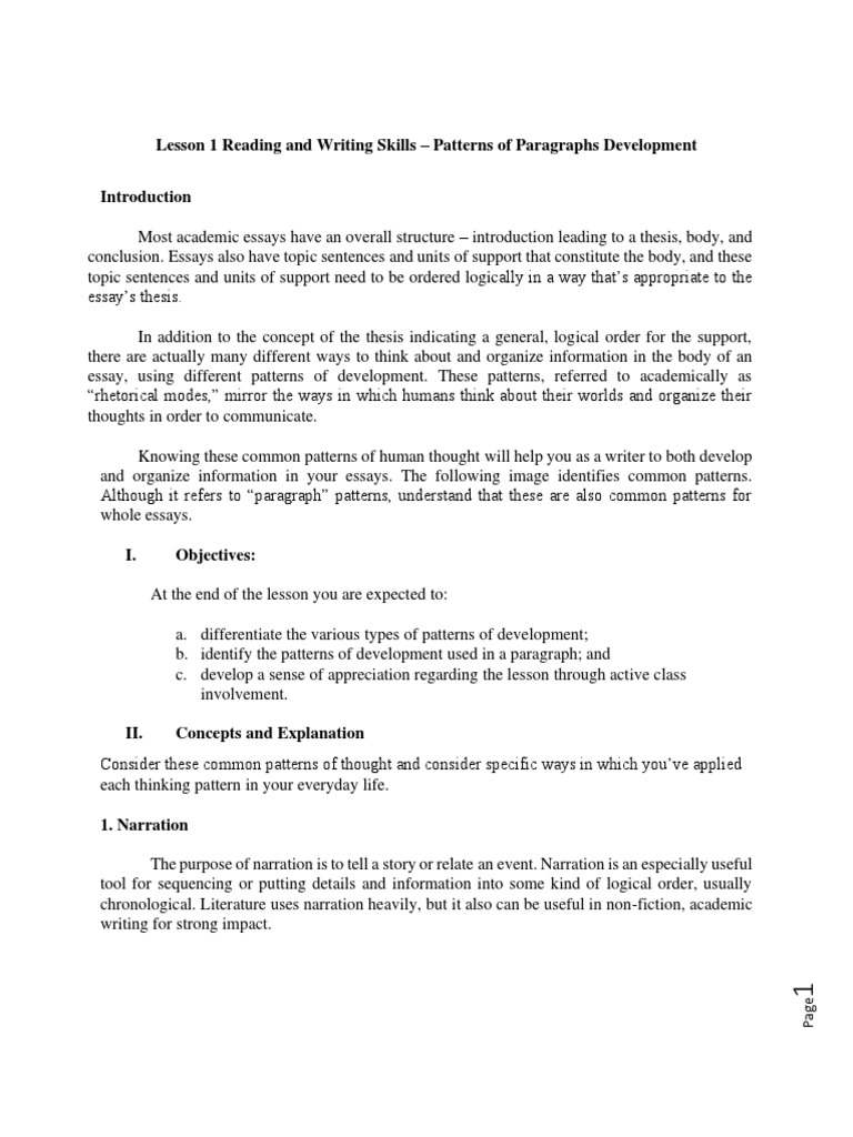 Patterns of Paragraph Development Explained | PDF | Essays | Thought