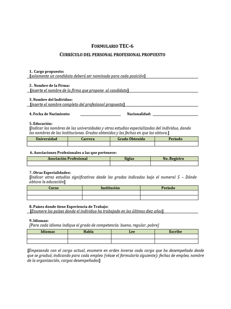 Formulario Tec-6 | PDF | Crecimiento personal y profesional | Negocios