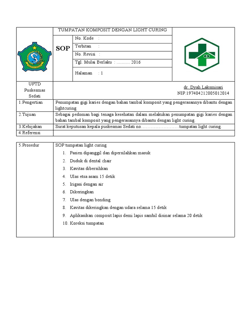 Sop Poli Gigi Lengkap | PDF