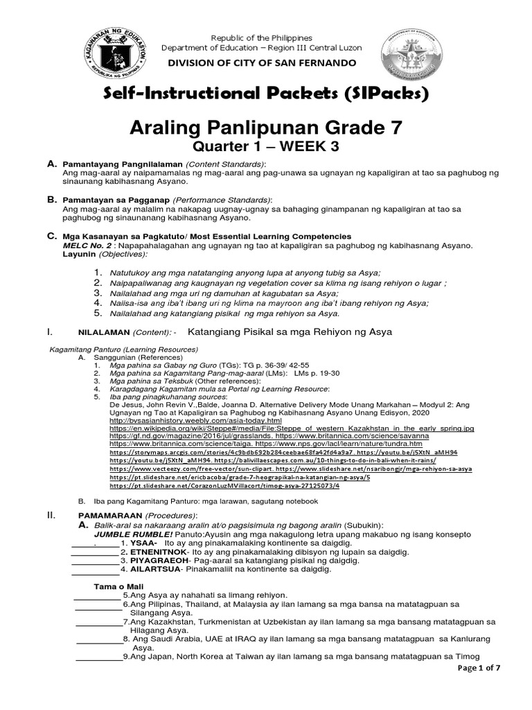 Q1 - AP7 - Week 3 | PDF
