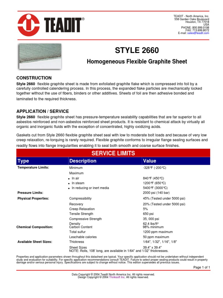 Graflex 2660 Teadit | PDF | Graphite | Materials