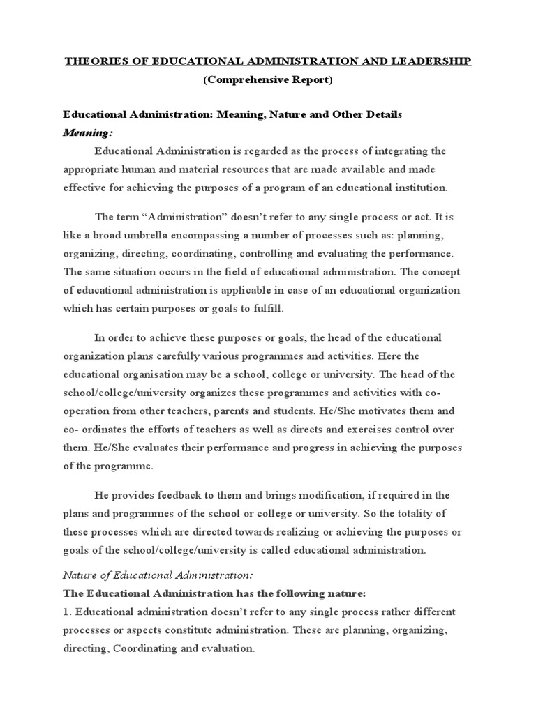 Theories of Educational Administration and Leadership (Comprehensive ...