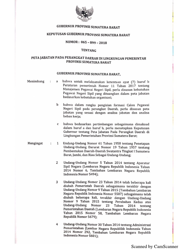 Peta Jabatan Prov Sumatera Barat | PDF