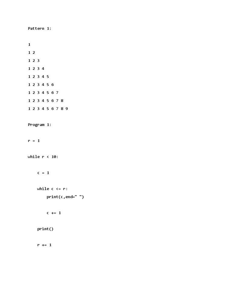 Patterns While Loop Part-1 | PDF