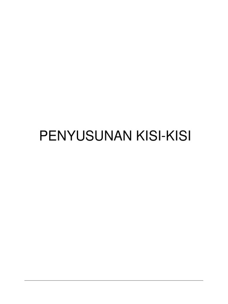 Panduan Penyusunan Kisi-Kisi Dan Soal | PDF