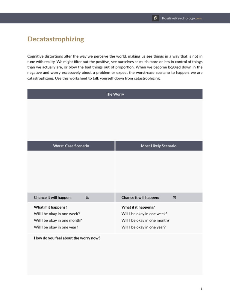 Decatastrophizing Worksheet Guide | PDF