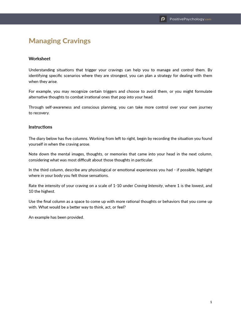 Managing Cravings | PDF | Thought | Mind