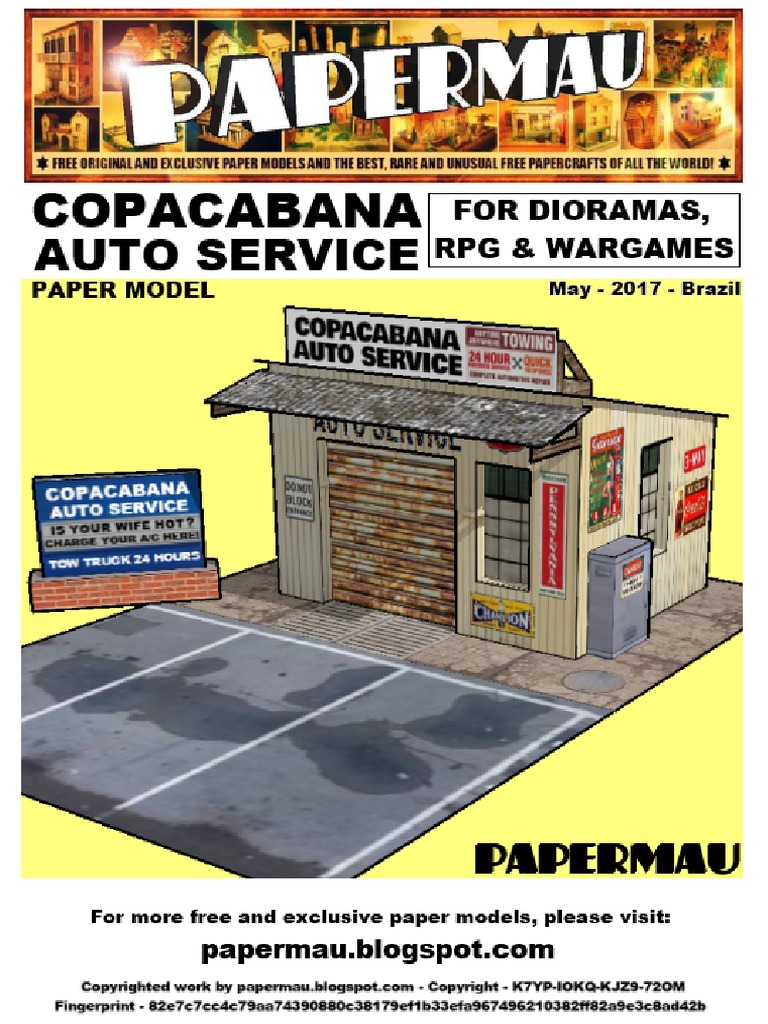Copacabana Auto Service Paper Model by Papermau 2017 A4 | PDF