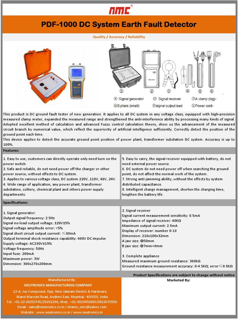 Catalogue For Pdf 1000 Dc Earth Fault Locator Pdf Mains Electricity Direct Current