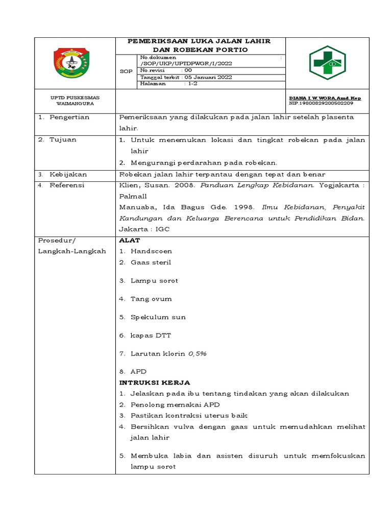 Pemeriksaan Luka Jalan Lahir dan Robekan Portio | PDF | Kesehatan ...
