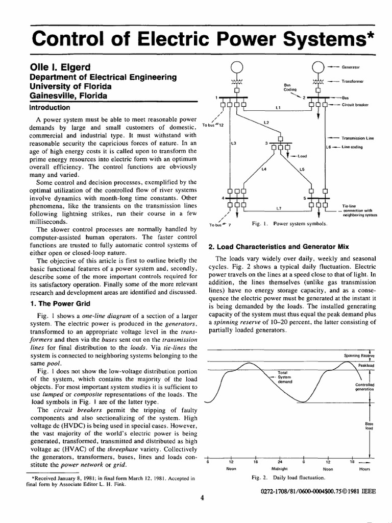 Control Of Electric Power Systems Pdf Electric Generator Ac Power