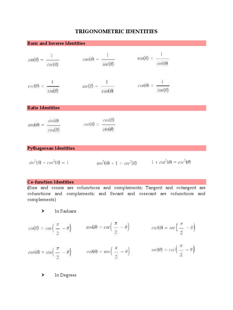 Trigonometric Identities | PDF