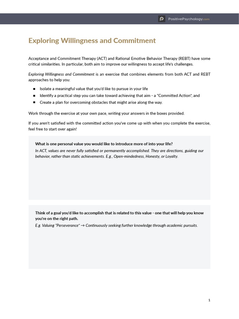 Exploring Willingness and Commitment | PDF | Rational Emotive Behavior ...