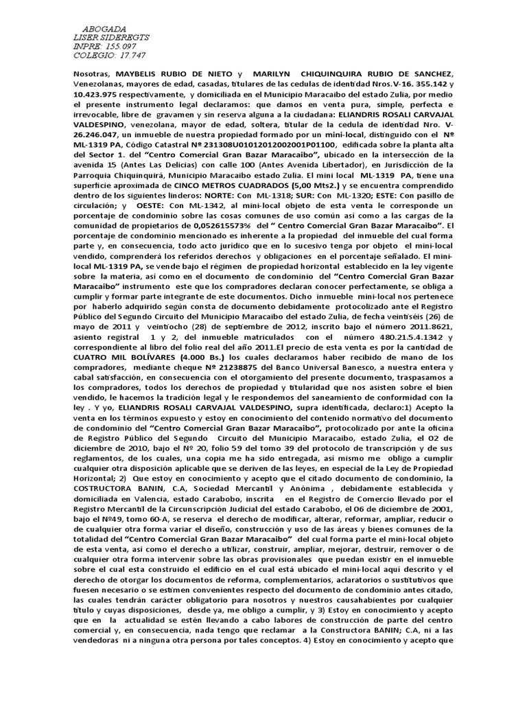 Compra Venta Local Comercial | PDF | Condominio | Propiedad