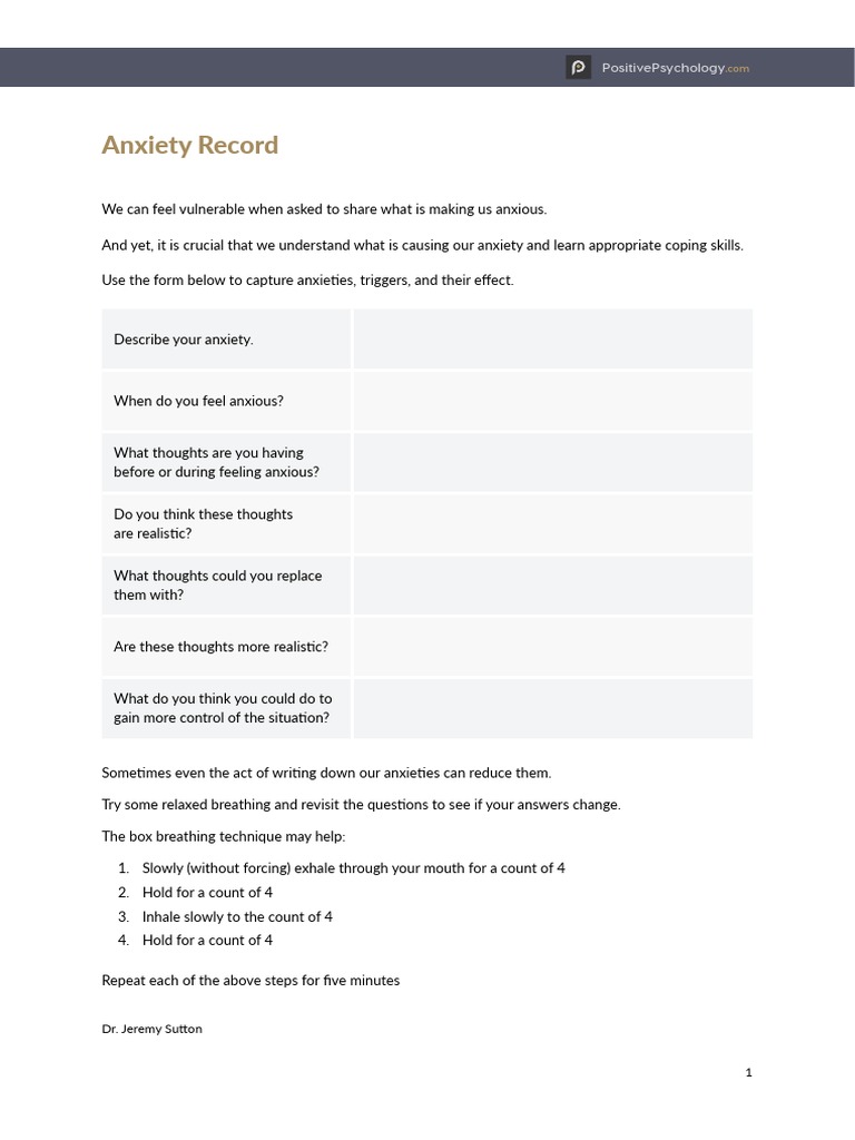 Anxiety Record | PDF