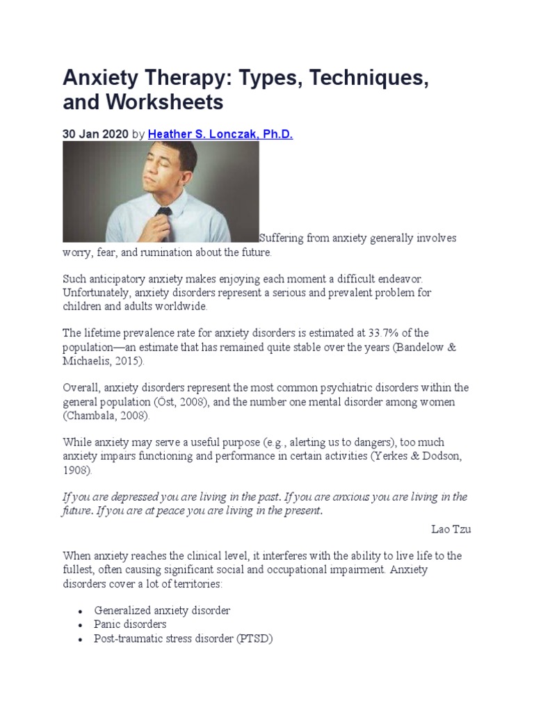 Anxiety Therapy Techniques and Worksheets | PDF | Cognitive Behavioral ...