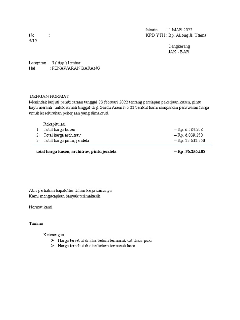 PENAWARAN-BARANG-KUSEN-ARCHITRAV-PINTU-PANEL-KAYU-KAMPER | PDF