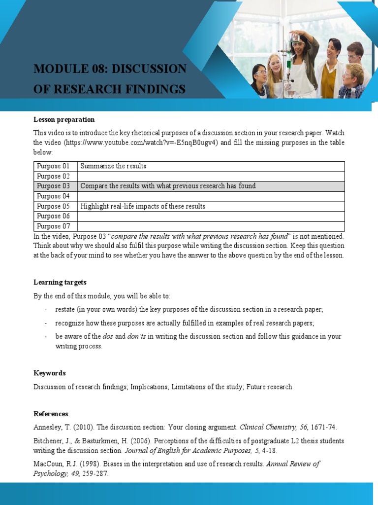 Module 8 Discussion of Research Findings | PDF | Second Language | Teaching Method
