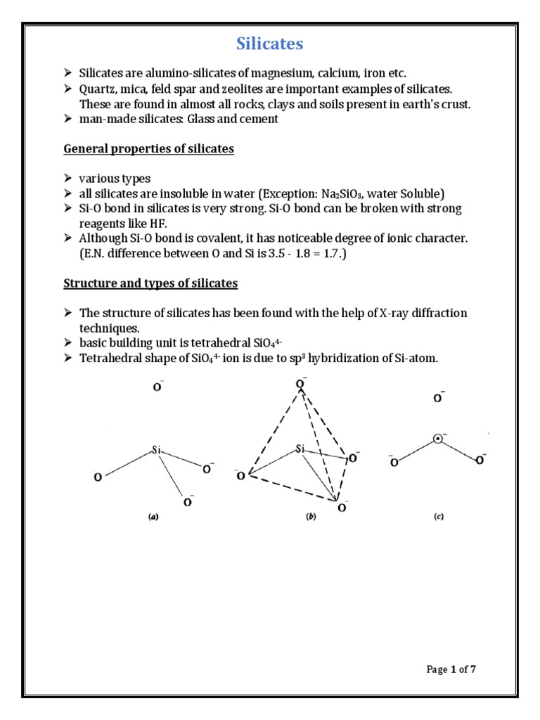 Silicates | PDF | Silicate | Silicon Dioxide