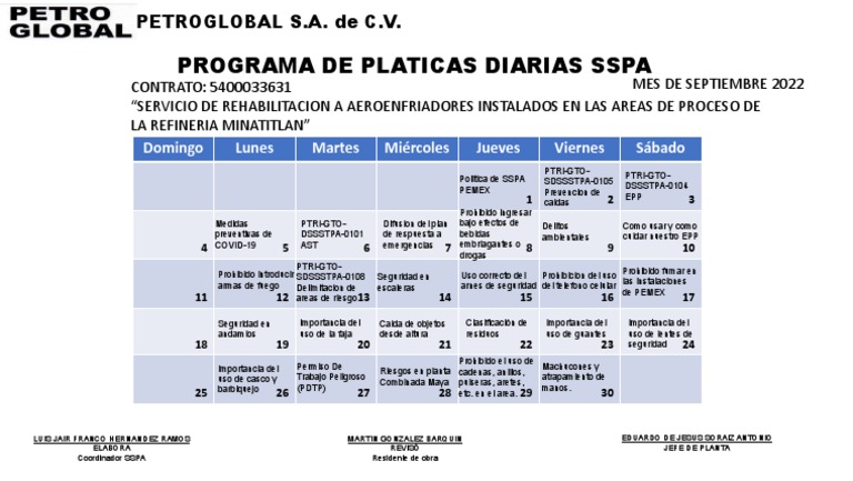 Programa Platicas Sspa Ago 2022 | PDF