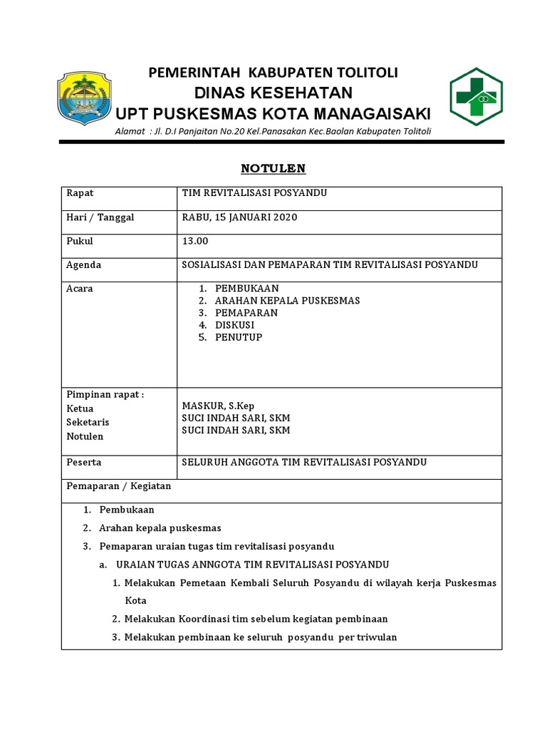 Notulen Rapat Revitalisasi | PDF