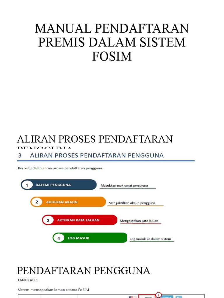 Manual Pendaftaran Premis Dalam Sistem Fosim | PDF