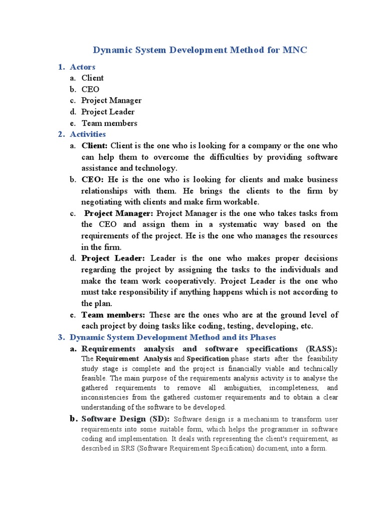 Dynamic System Development Method For MNO | PDF | Software | Software ...