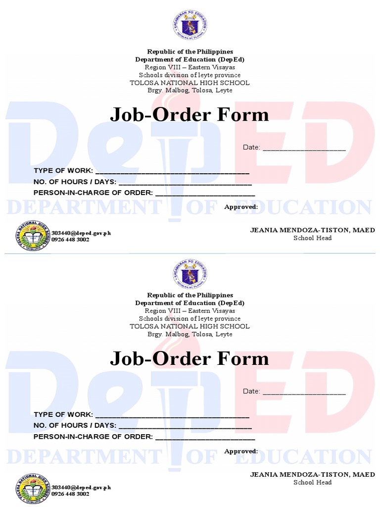 Job Order Forms | PDF