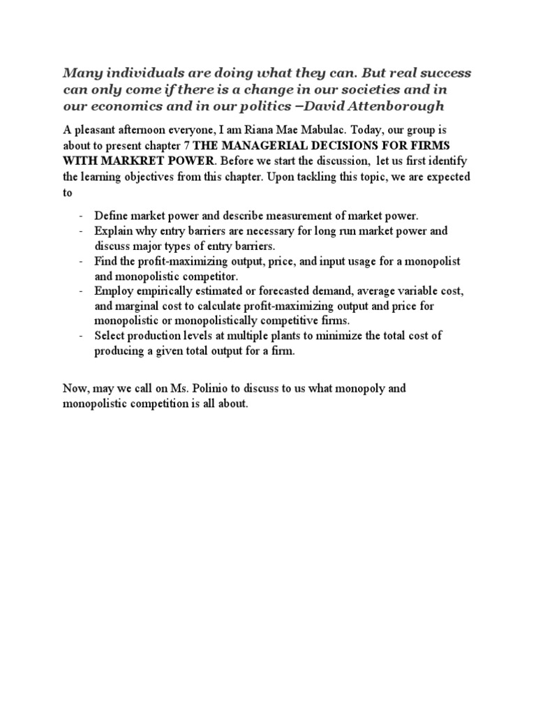 Econ Report Script | PDF | Long Run And Short Run | Monopoly