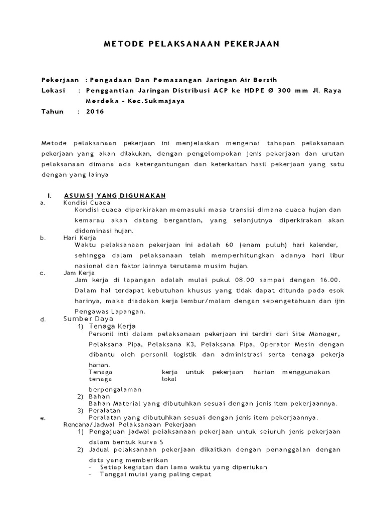 Metode Pelaksanaan Pipa | PDF