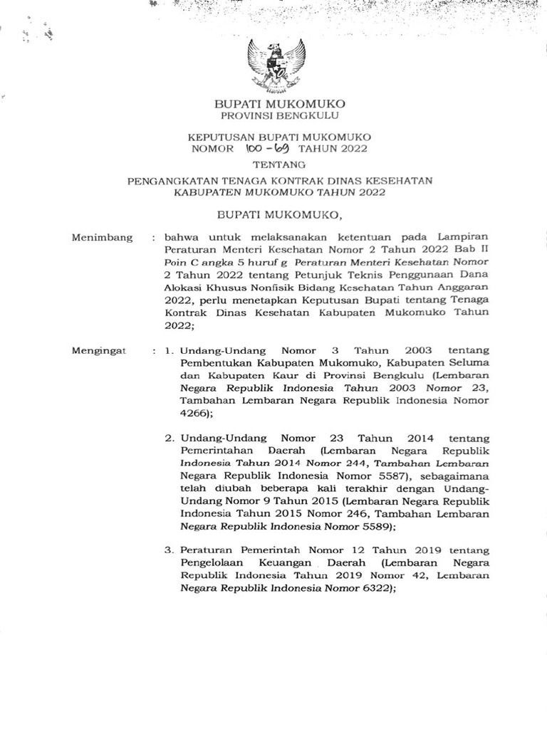 SK Tenaga Kontrak 2022 | PDF