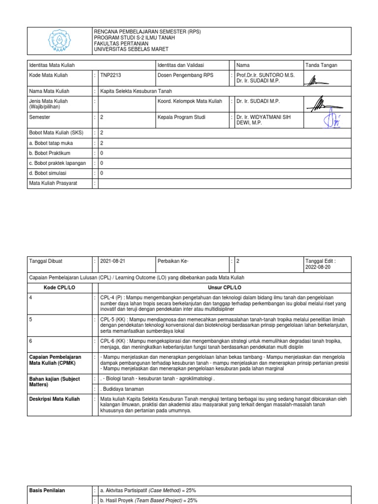 Kapita Selektas UNS S2 Tanah | PDF