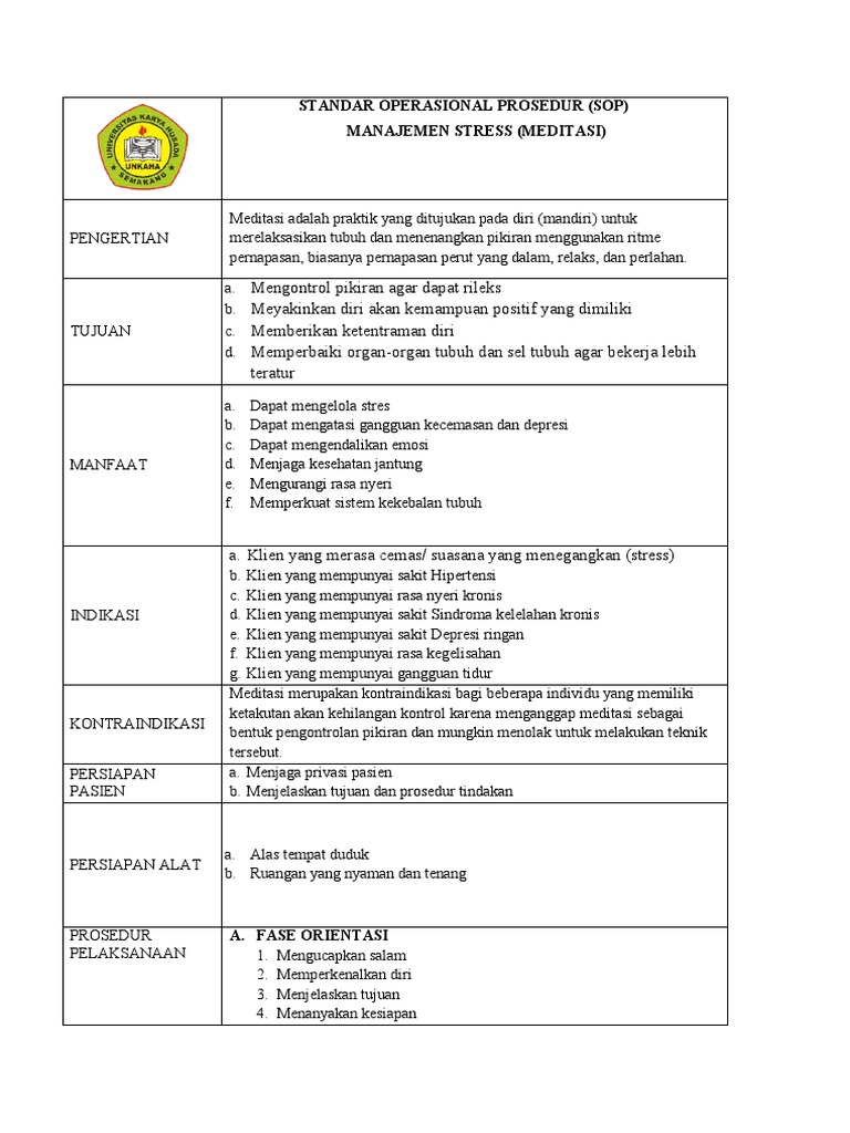 Format SOP Meditasi | PDF