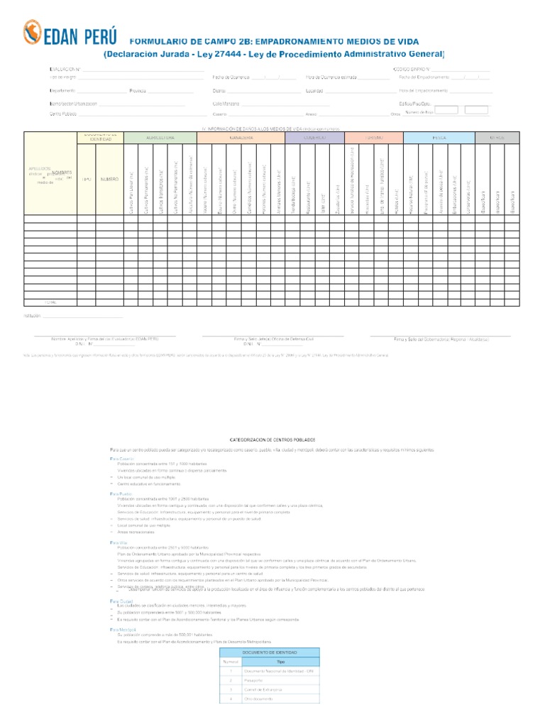 Formularios de Campo 2B | PDF
