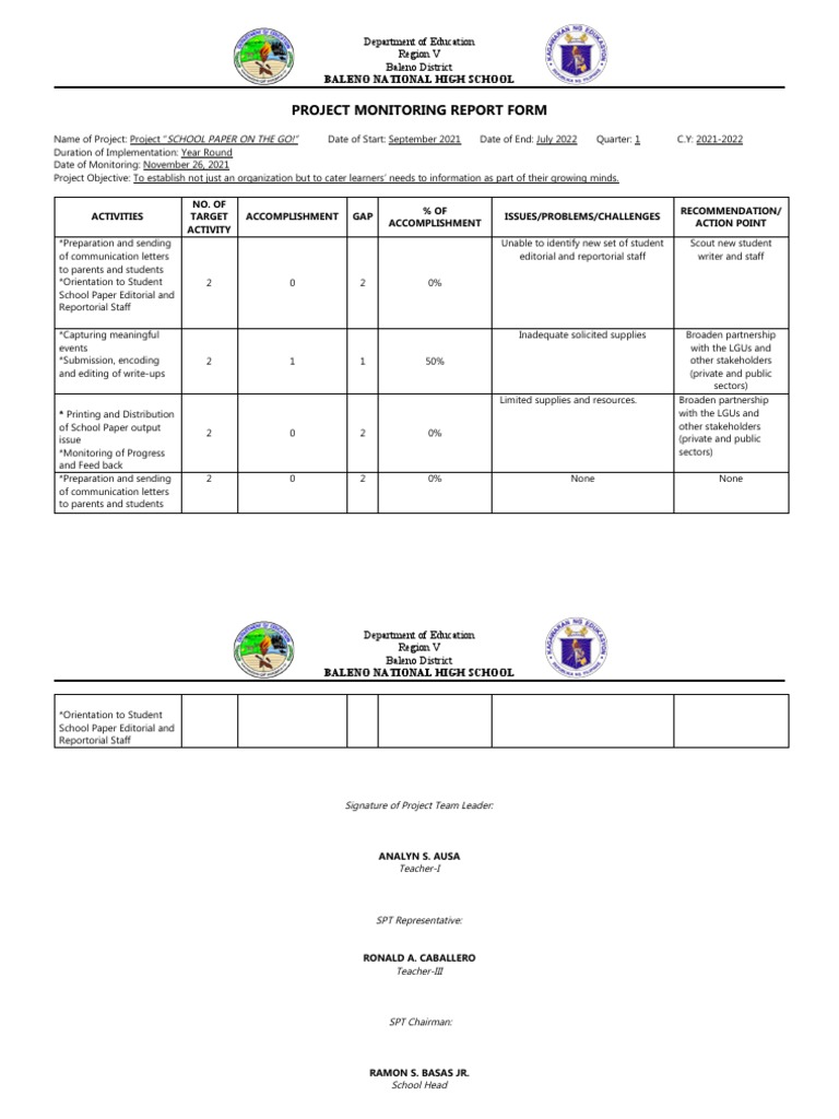 SIP Report Form ASA v.2 | PDF
