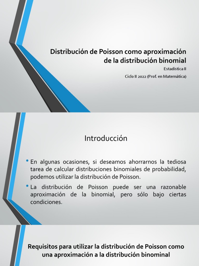 Distribución de Poisson Como Aproximación A La Binomial | PDF | Probabilidad | Distribución de ...