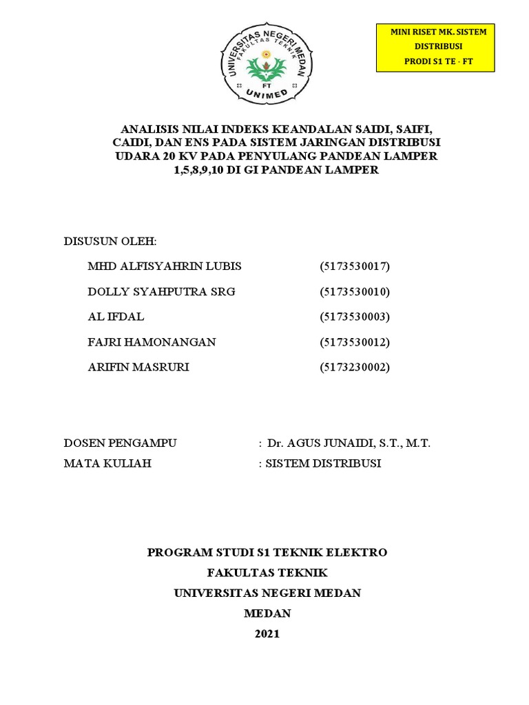 Analisis Keandalan Jaringan Distribusi 20 kV | PDF