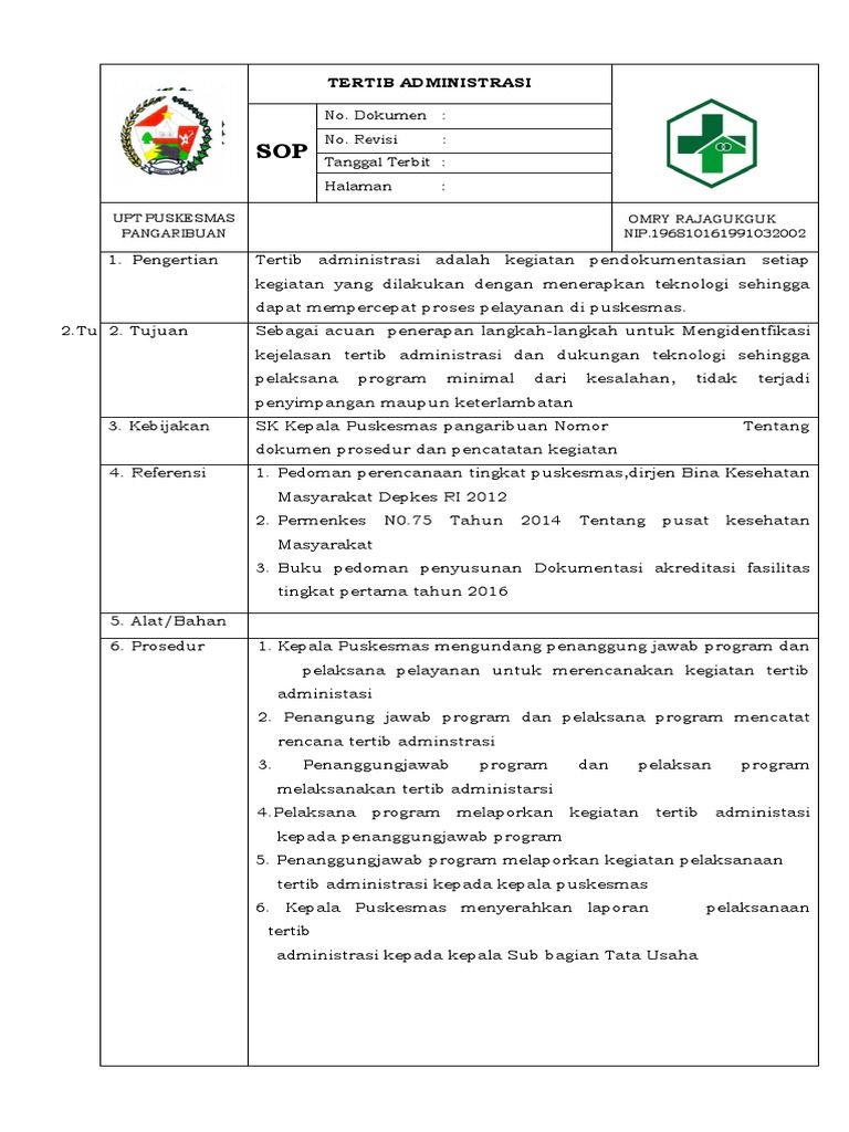 1.2.5.10 SOP Tertib Administrasi | PDF