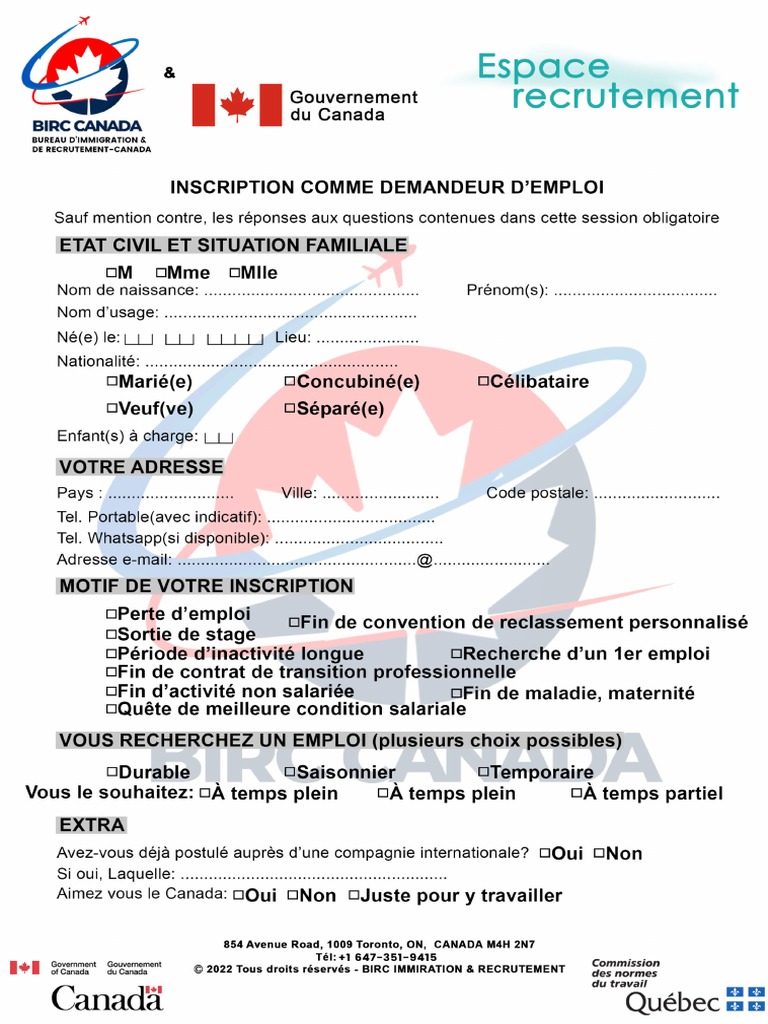 Formulaire D'inscription BIRC | PDF