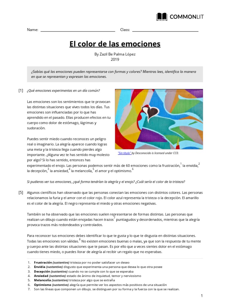 El Color de Las Emociones | PDF | Las emociones | Temor