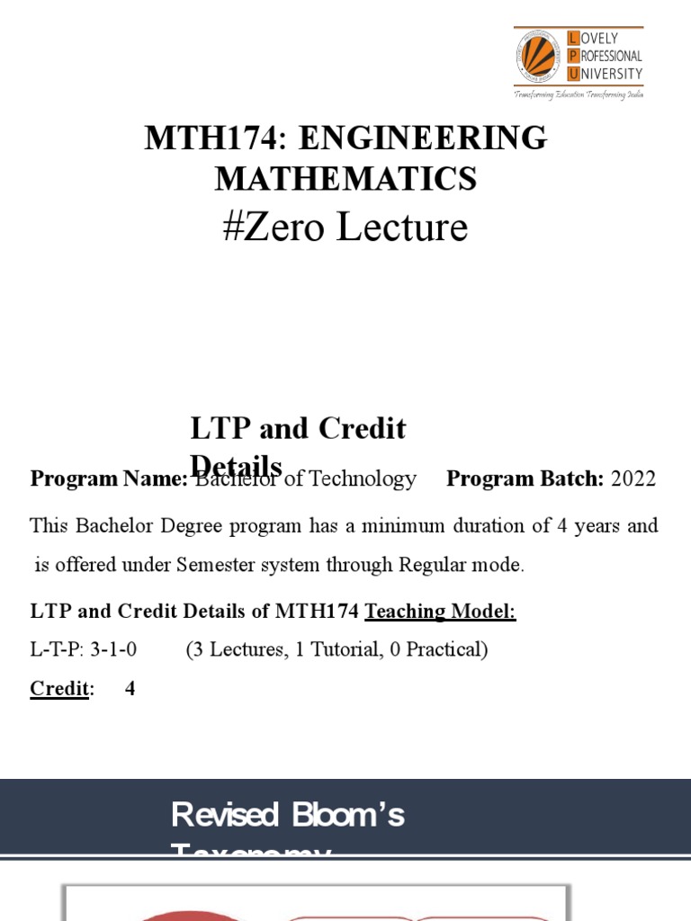 Lecture11 19437 Zero Lecture MTH174 | PDF | Differential Equations | Calculus