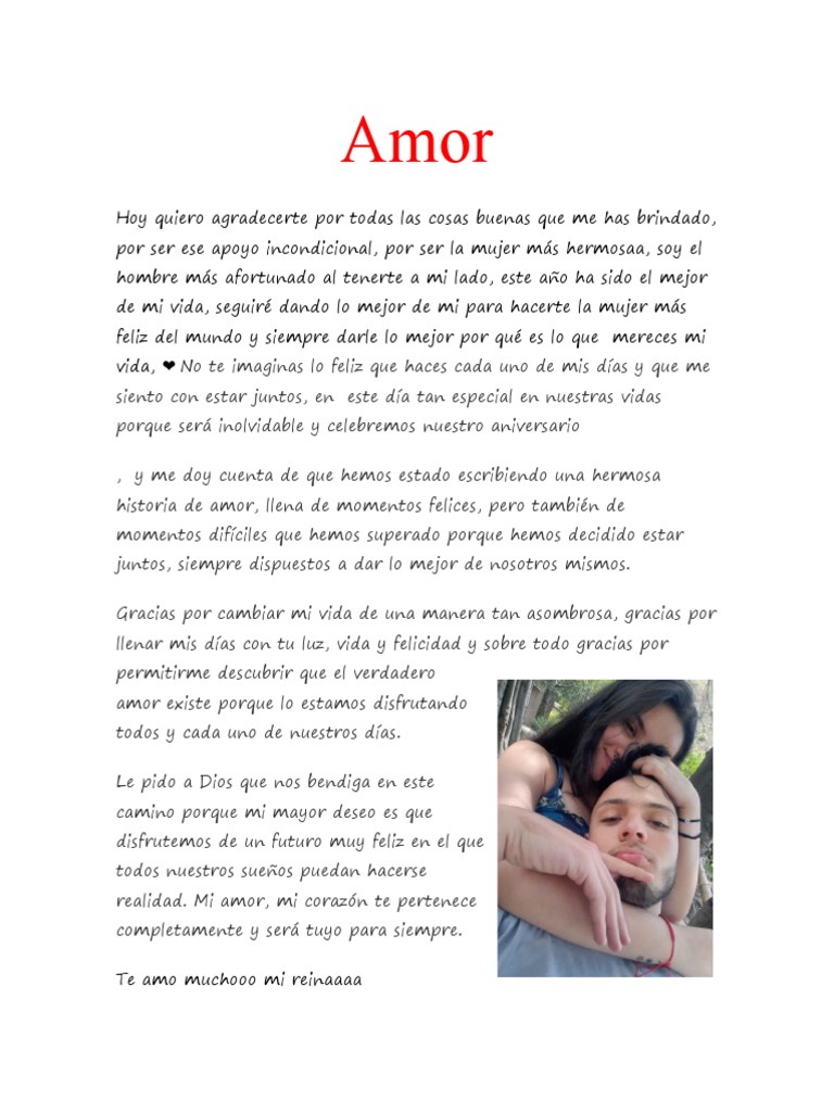 Carta Amor | PDF | Cocina, comidas y vino | Relaciones personales ...