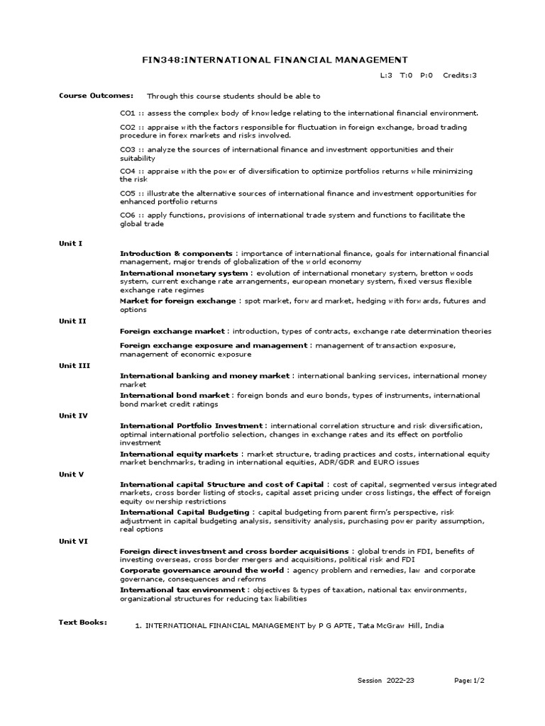 International Financial Management Overview | PDF | Foreign Exchange ...