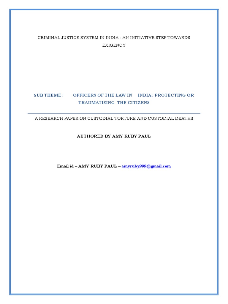 Custodial Torture In India Pdf Torture Police