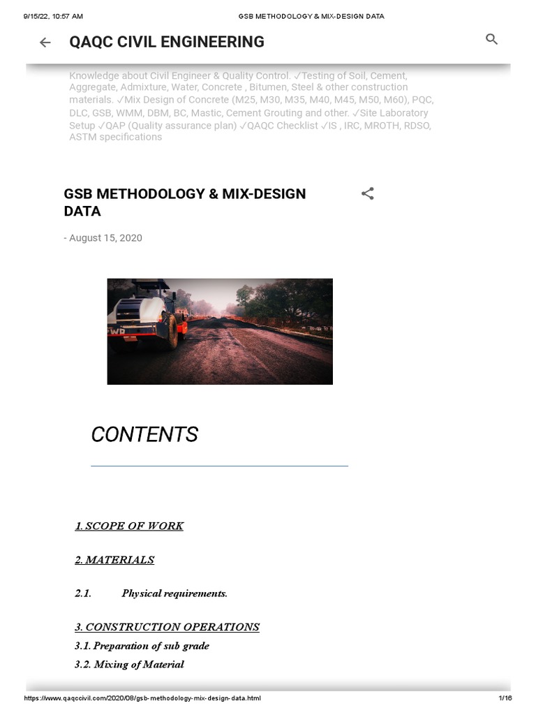 GSB Methodology & Mix-Design Data | PDF | Concrete | Economic Sectors