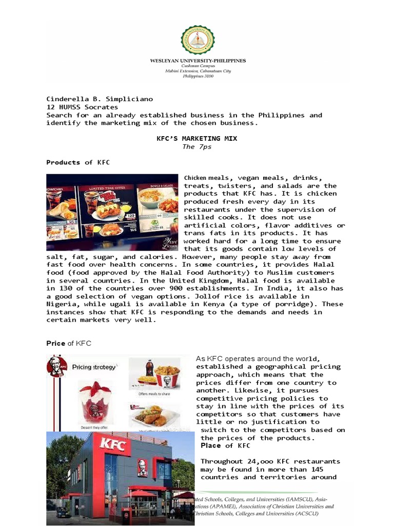 KFC's Marketing Mix | PDF | Food And Drink | Foods
