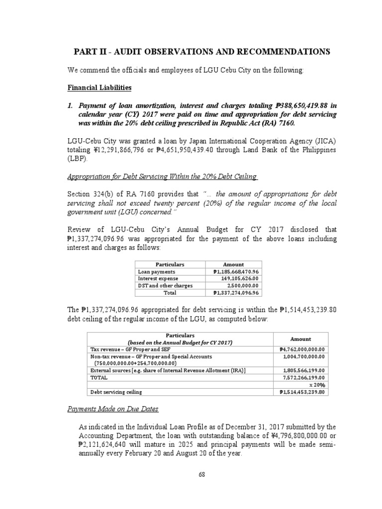 Audit of LGU Cebu City Identifies Cash Shortage and Recommends ...