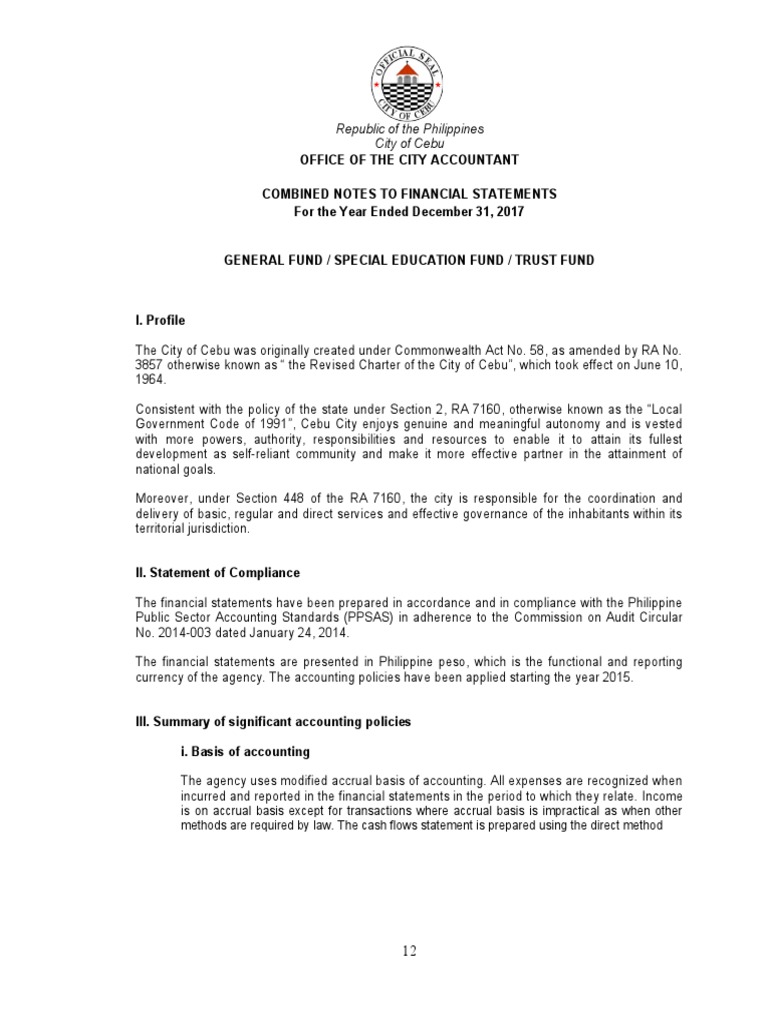 09-CebuCity2017 Part1-Notes To FS | PDF | Fixed Asset | Fund Accounting