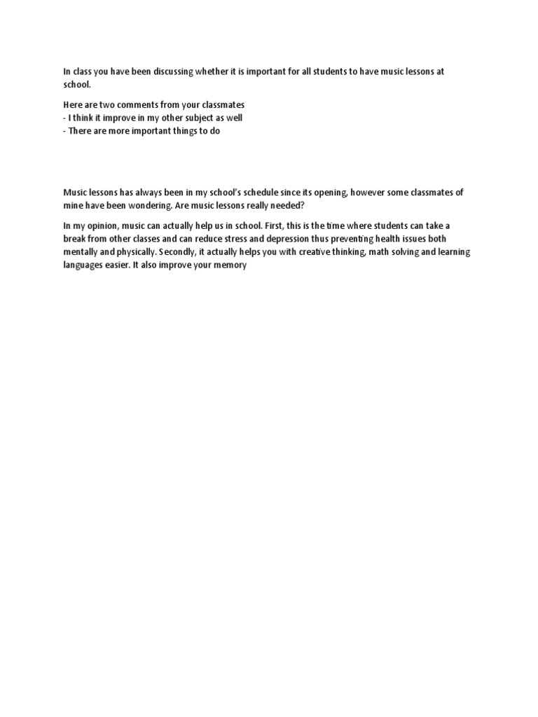 Importance of Music Lessons in School | PDF