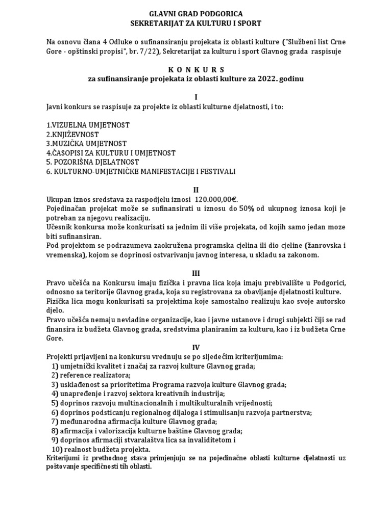 6232e95418191 - Konkurs Za Sufinansiranje Projekata Iz Oblasti Kulture ...